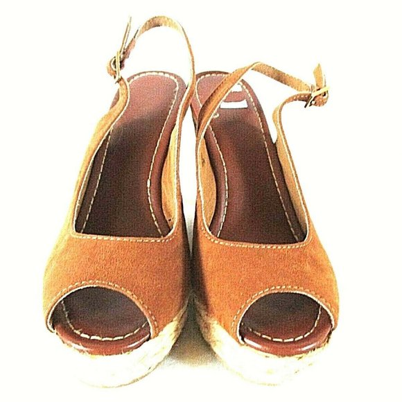 Brash | Shoes | Brash Brown Suede Slingback Platform Wedge Sandals ...